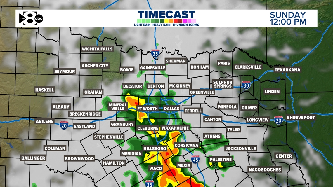 DFW Weather Sunday Rain timeline | wfaa.com