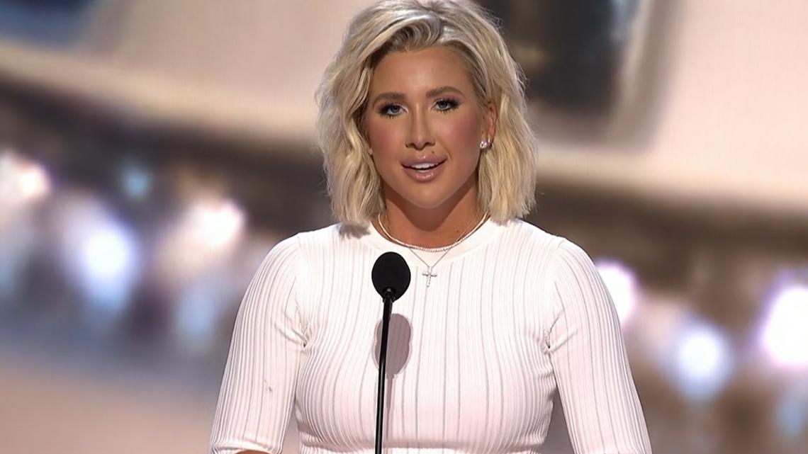 Former reality star Savannah Chrisley speaks in support of Donald Trump ...