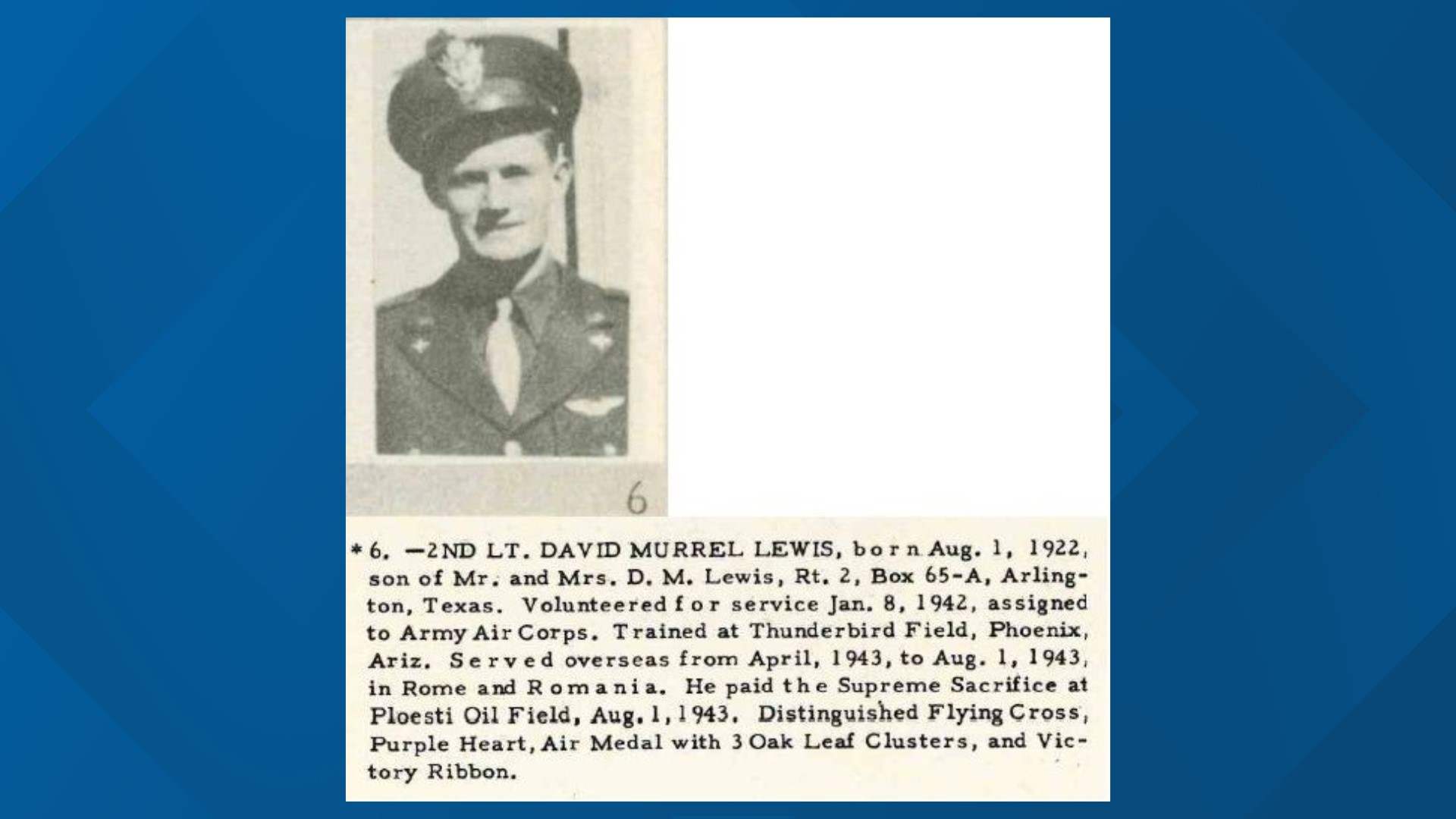 Remains of Dallas native WWII soldier to be buried in East Texas | wfaa.com