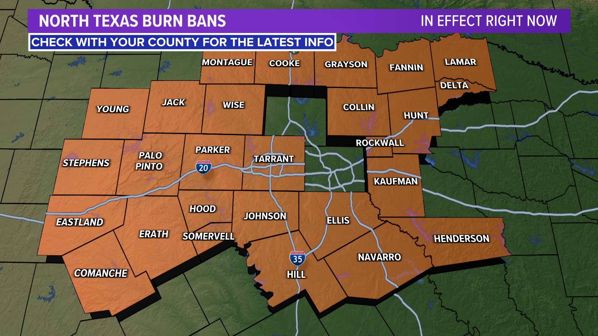 North Texas burn bans in effect for multiple counties | wfaa.com
