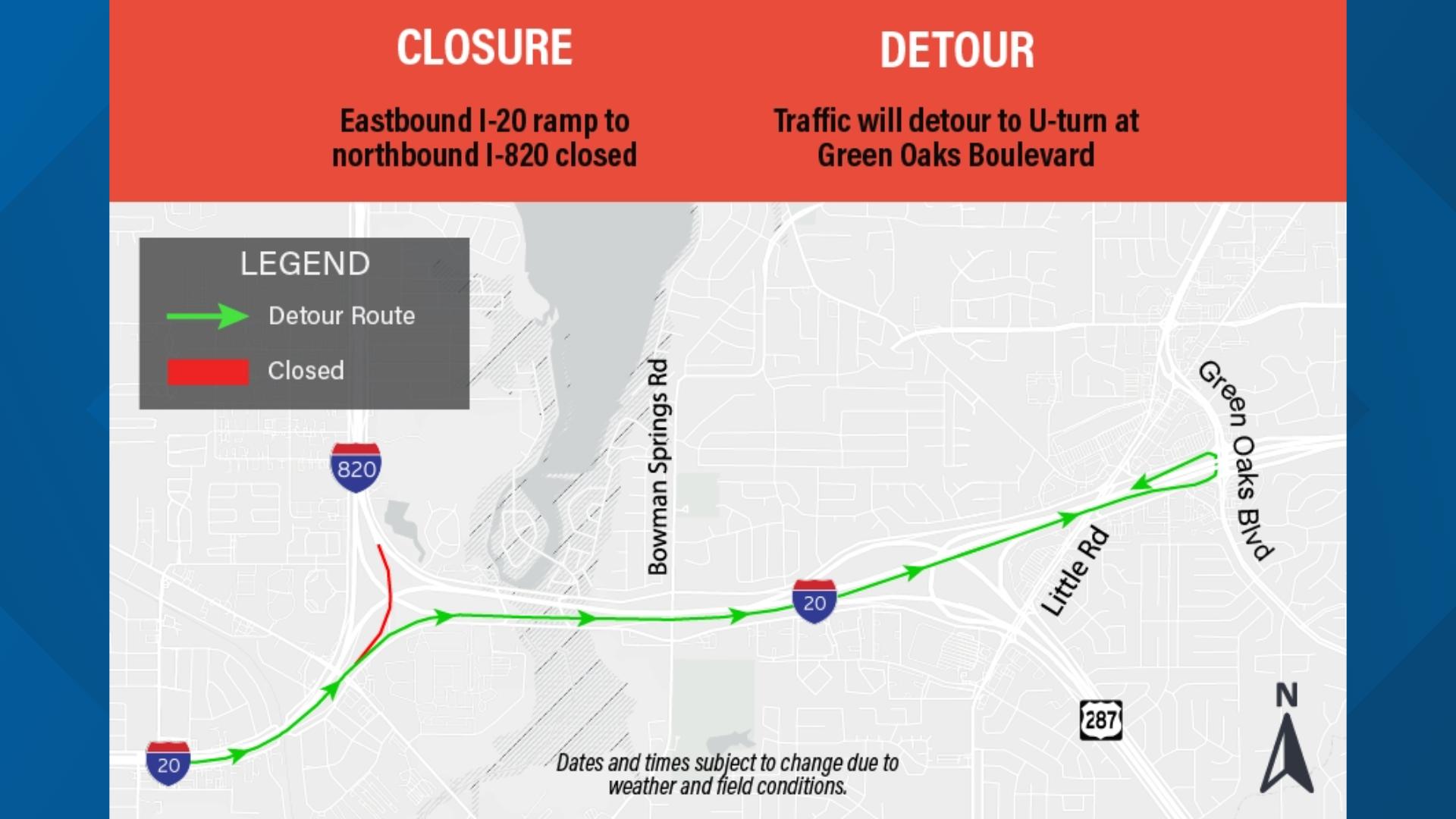 Fort Worth I-820 closure causes nighttime detours this week | wfaa.com