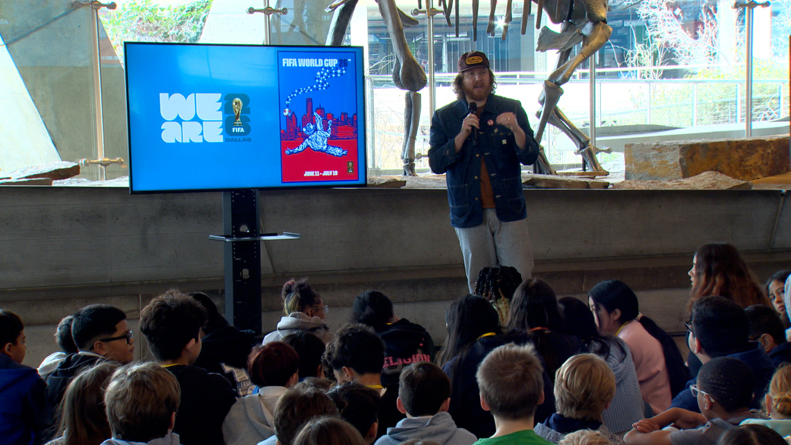 The artist for DFW's 2026 World Cup poster led student art sessions at ...