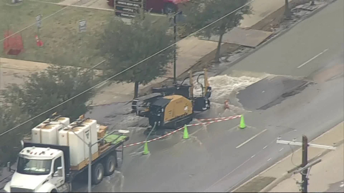 Crews respond to major water main break on Mockingbird Lane in Dallas ...