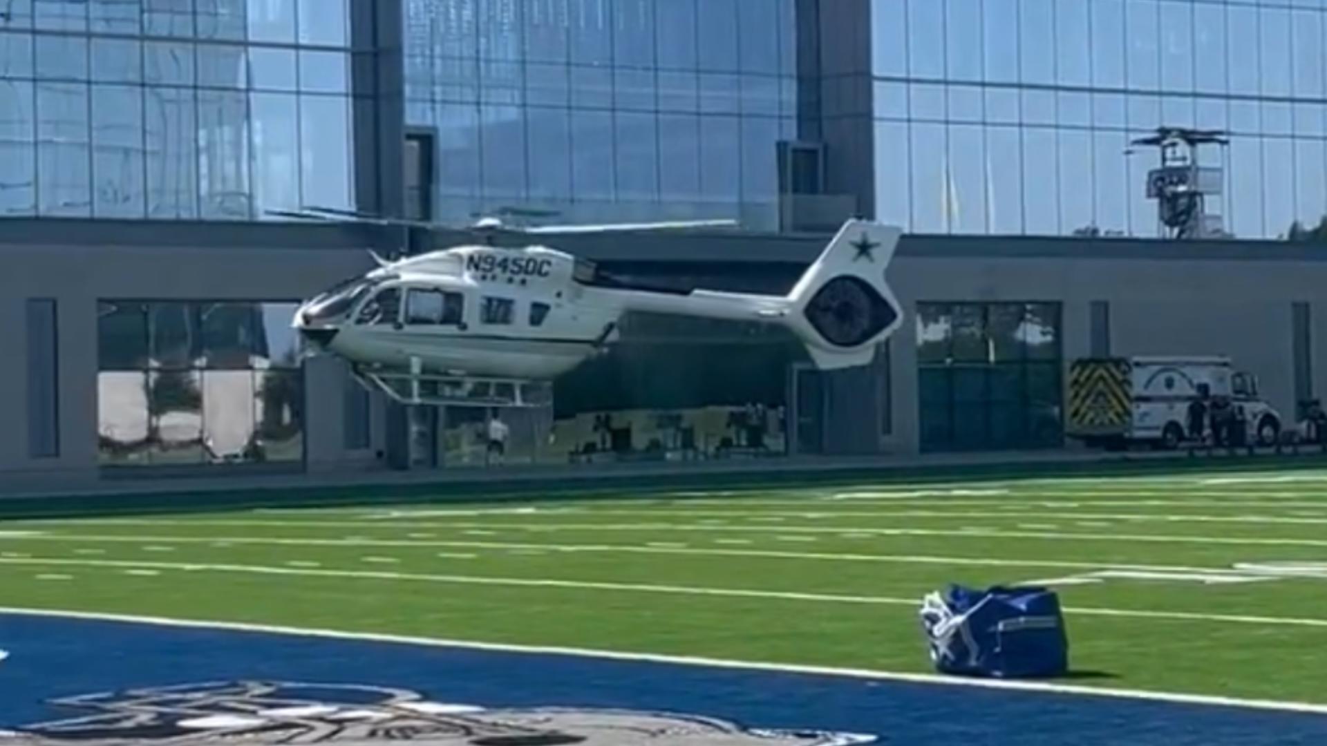 Jerry Jones arrives to Cowboys practice field in helicopter. | wfaa.com