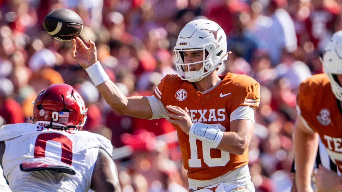 Texas beats No. 6 Oklahoma 23-6 in Red River Rivalry after falling from ...