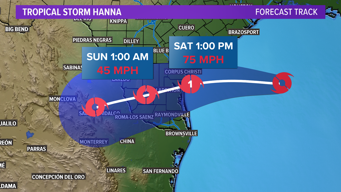 Tropical Storm Hanna may strengthen into a Hurricane before landfall ...