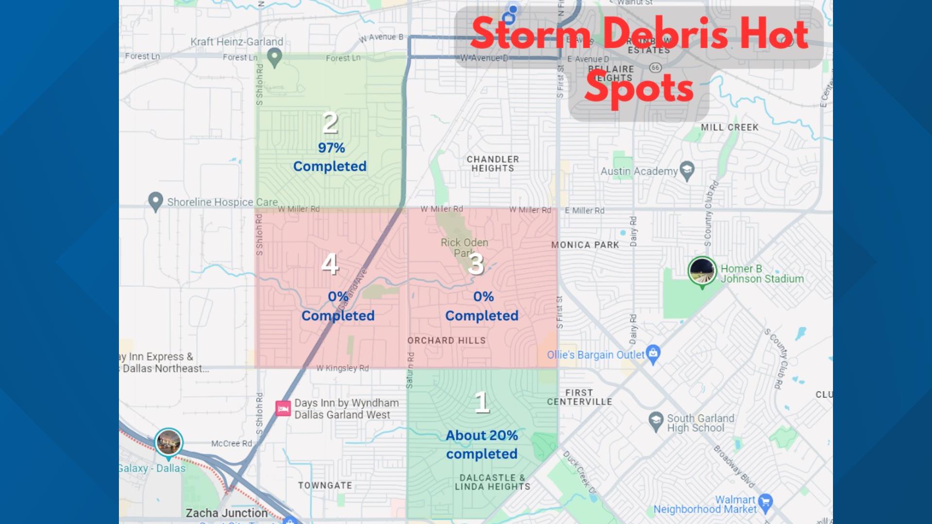 City of Garland releases a map showing storm debris pick up | wfaa.com