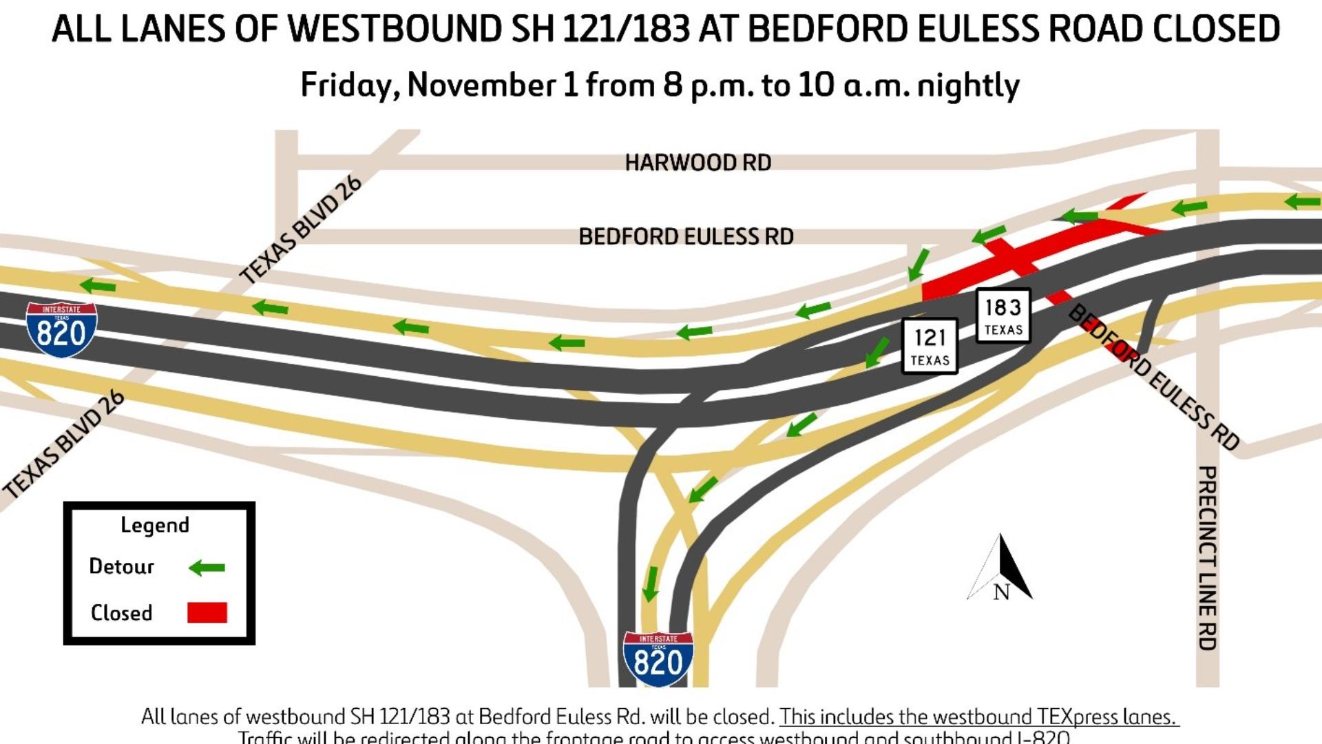 Westbound SH-121/183 in Hurst to close Friday night | wfaa.com