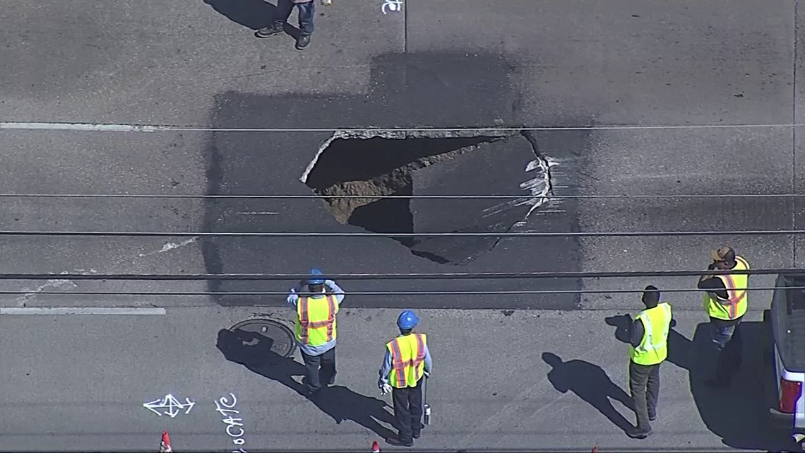 Sinkhole opens up along road in Pleasant Grove, prompting detours ...