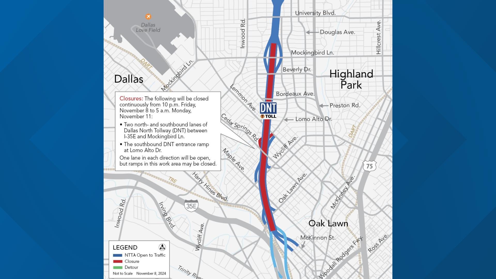 Dallas North Tollway two-lane closure this weekend | wfaa.com
