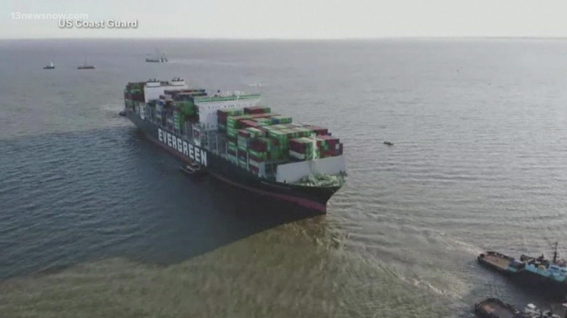 Stuck container ship in Chesapeake Bay finally refloated | wfaa.com